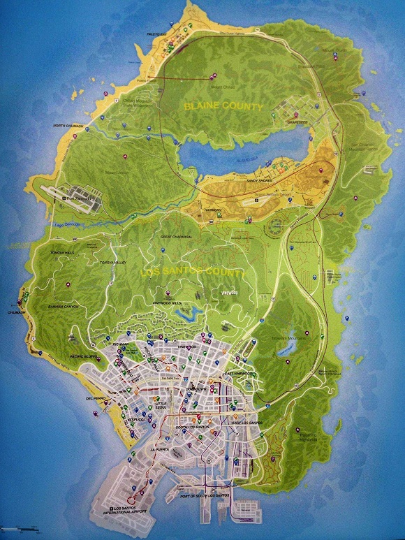 Mapa oficial impresso do GTA V | Site do GTA